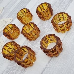 Vintage | Dining | Mcm Glass Amber Napkin Rings Set Of 8 | Poshmark